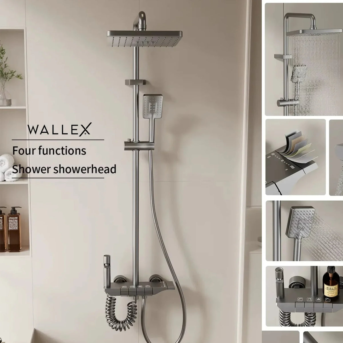 Wallex HydroFlow® – Θερμοστατική Στήλη Ντους 4 Λειτουργιών | wox.gr